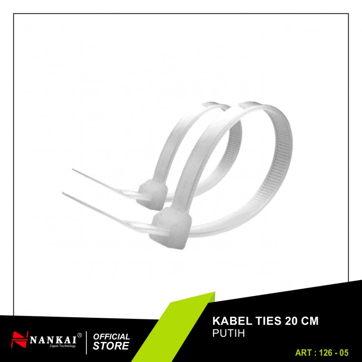 Nankai Tools - KABEL TIES PUTIH 20 CM 2 PAK (1 PAK ISI 100)