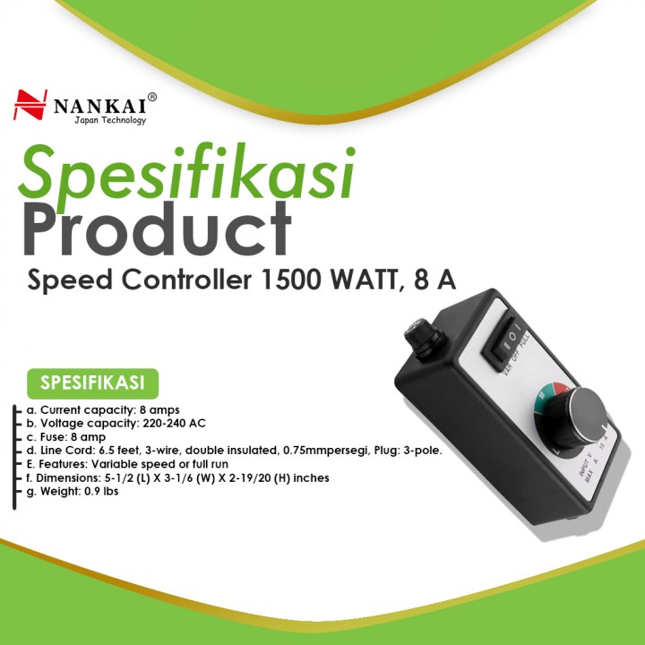 Nankai Tools - SPEED CONTROL 1500W 8A