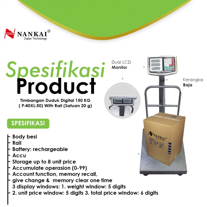 Nankai Tools - TIMBANGAN DUDUK DIGITAL 150KG