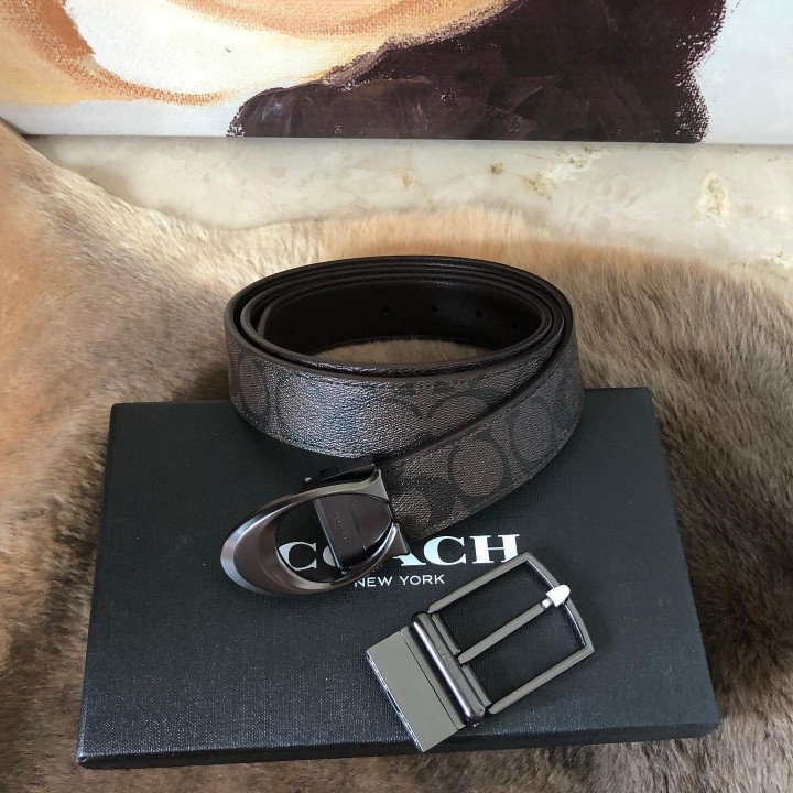 Branded Outlet - COACH MEN BELT SIGNATURE LEATHER MAHOGANY