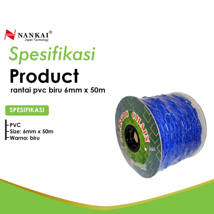 Nankai Tools - RANTAI PVC BIRU 6MM x 50M