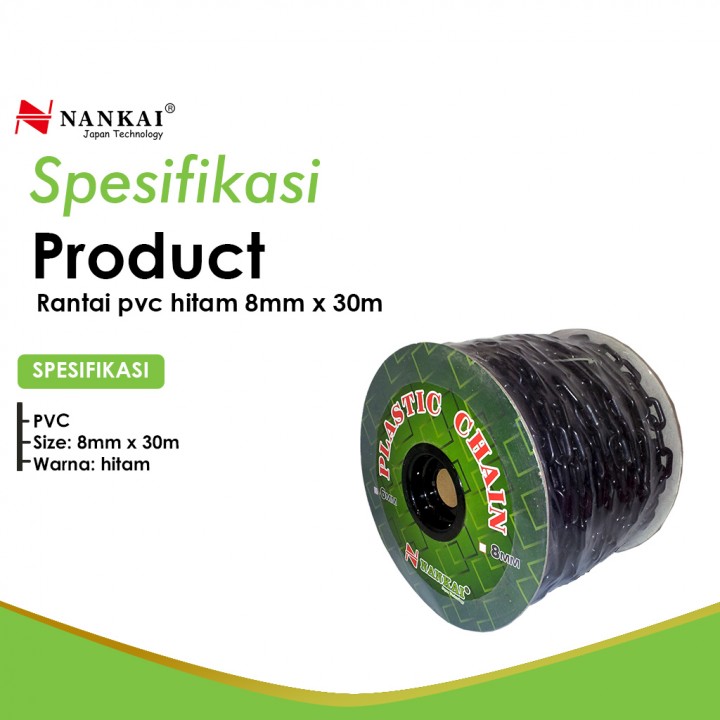 Nankai Tools - RANTAI PVC HITAM 8MM x 30M