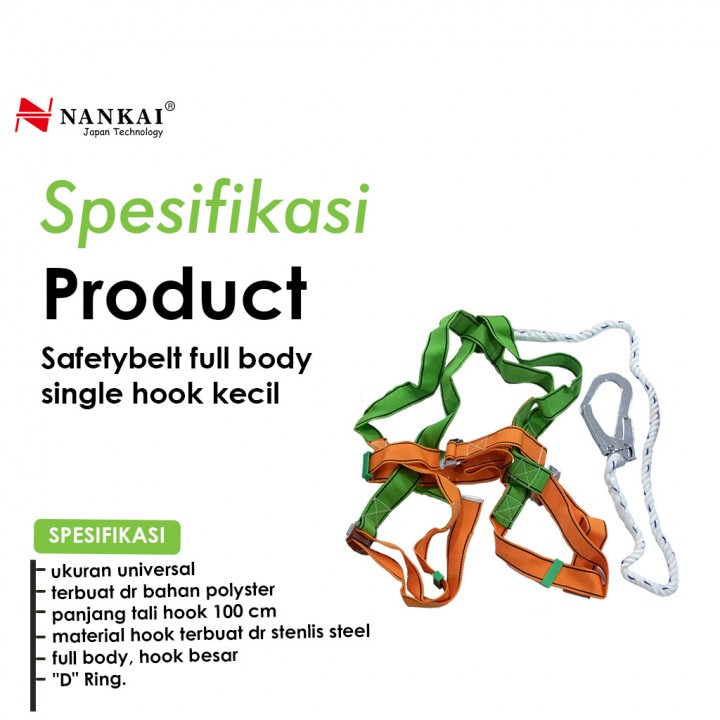 Nankai Tools - SAFETY BELT FULL BODY SINGLE HOOK KECIL