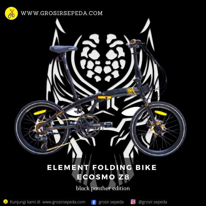 GROSIRSEPEDA.com - ELEMENT FOLDING BIKE ECOSMO Z8 BLACK PANTHER EDITION