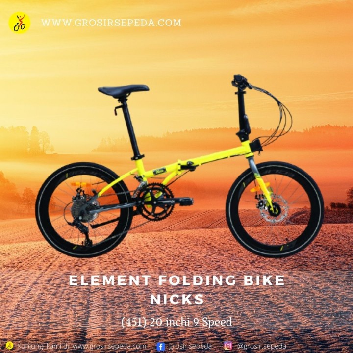 GROSIRSEPEDA.com - ELEMENT FOLDING BIKE NICKS 451 9 SPEED KUNING