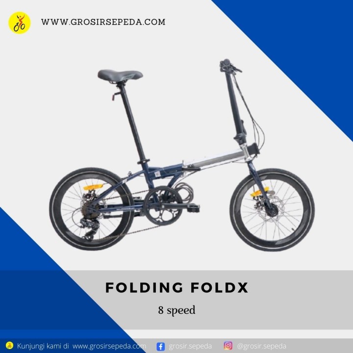 GROSIRSEPEDA.com - ELEMENT FOLDING BIKE FOLDX 8 SPEED PUTIH BIRU