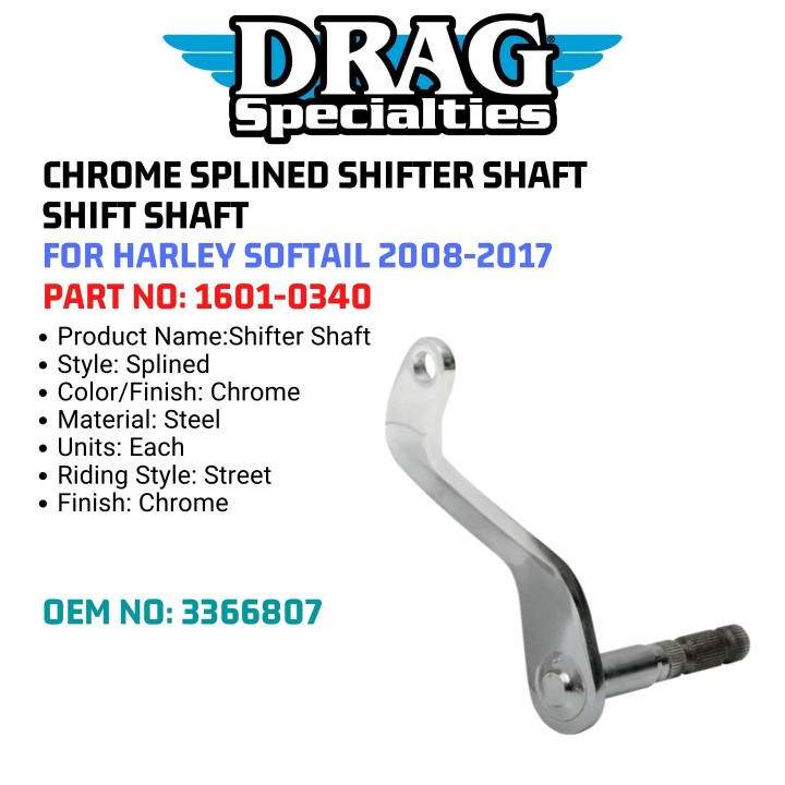 Budung Cycles - CHROME SPLINED SHIFTER SHAFT SHIFT SHAFT HARLEY SOFTAIL ...