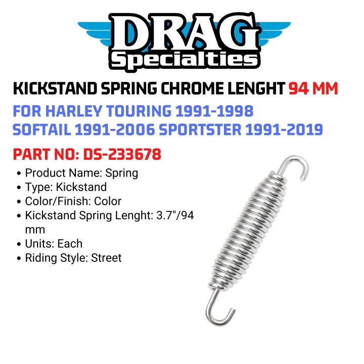 Drag Specialties Gloss Black In Kickstand Spring 0510-0297, 48% OFF