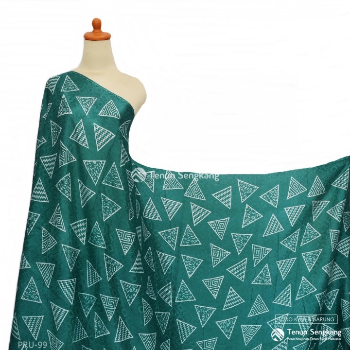 Tenun Sengkang - Kain Tenun Dobby Batik Hijau Toska PRU-99-1