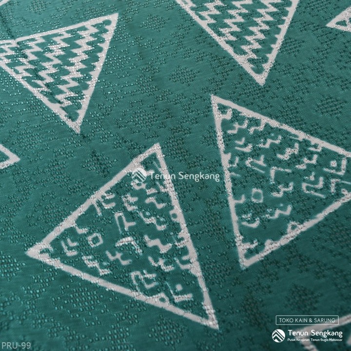 Tenun Sengkang - Kain Tenun Dobby Batik Hijau Toska PRU-99-1