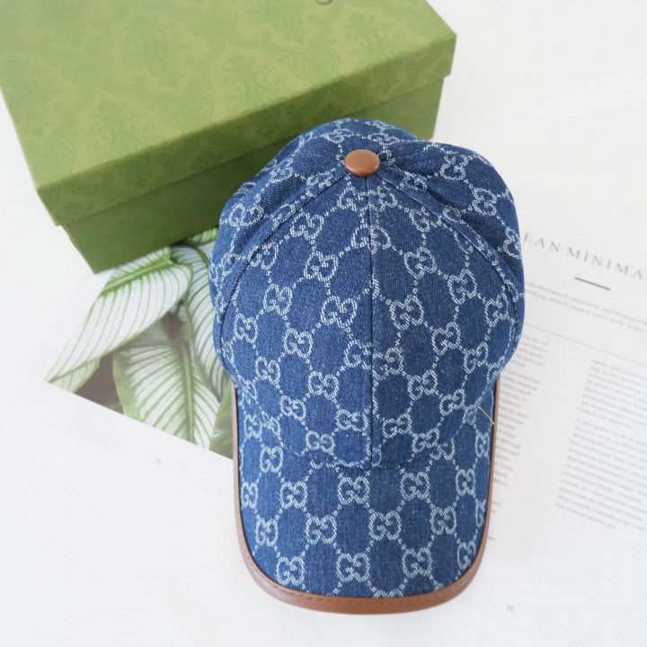 Branded Outlet - GUCCI GG LOGO JACQUARD DENIM BASEBALL CAP