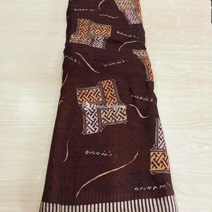 Tenun Sengkang - Kain Tenun Dobby Batik Cokelat Tua PRU-113