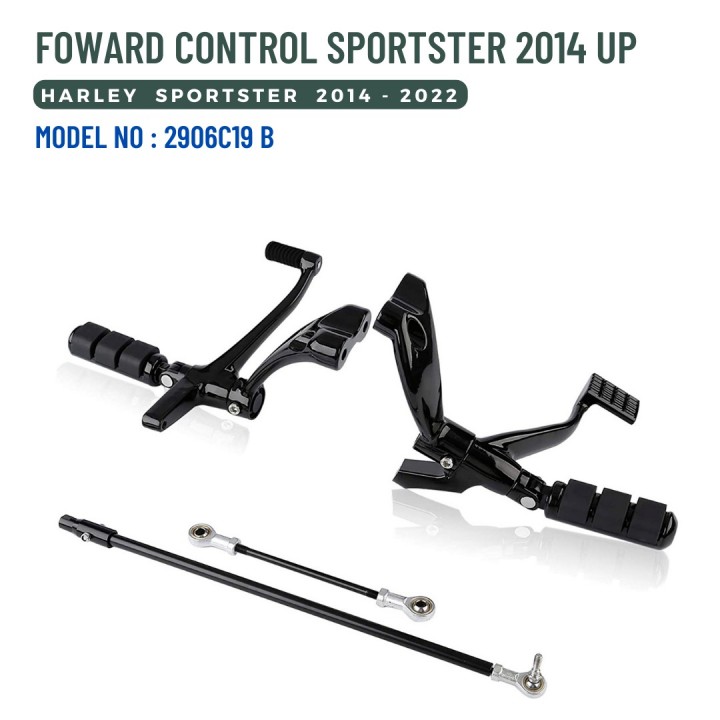 Budung Cycles - FOWARD CONTROL BLACK HARLEY SPORTSTER 2014-2022 2906C19 B
