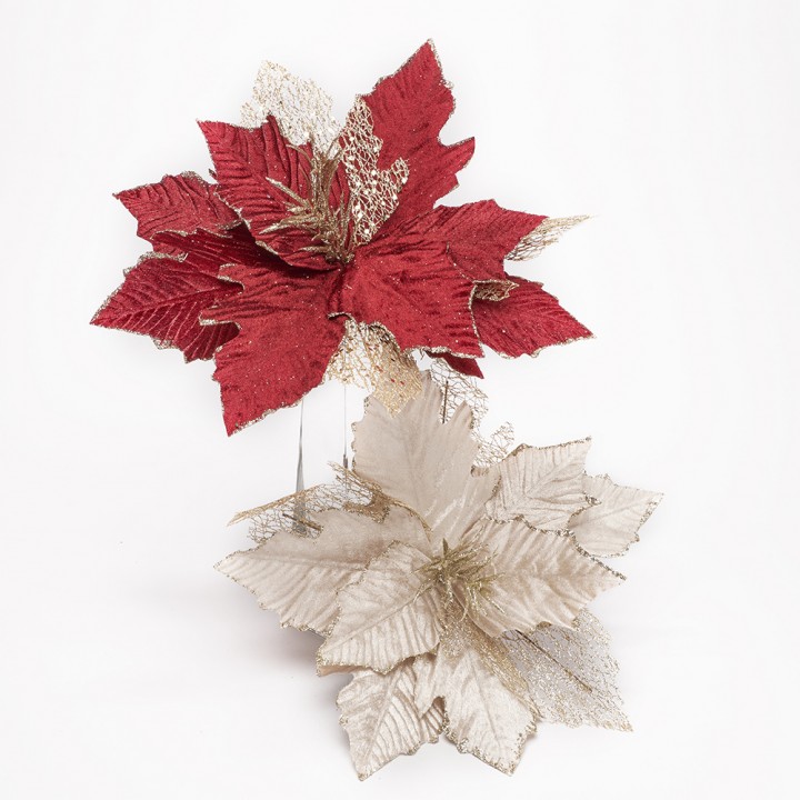 www.yeraya.com - Hiasan Bunga Natal Poinsettia Delight 30cm