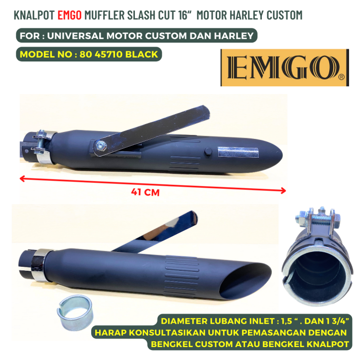 7NAGA - KNALPOT EMGO SLASH CUT 16 inch BLACK 80 45710 B MOTOR CUSTOM ...