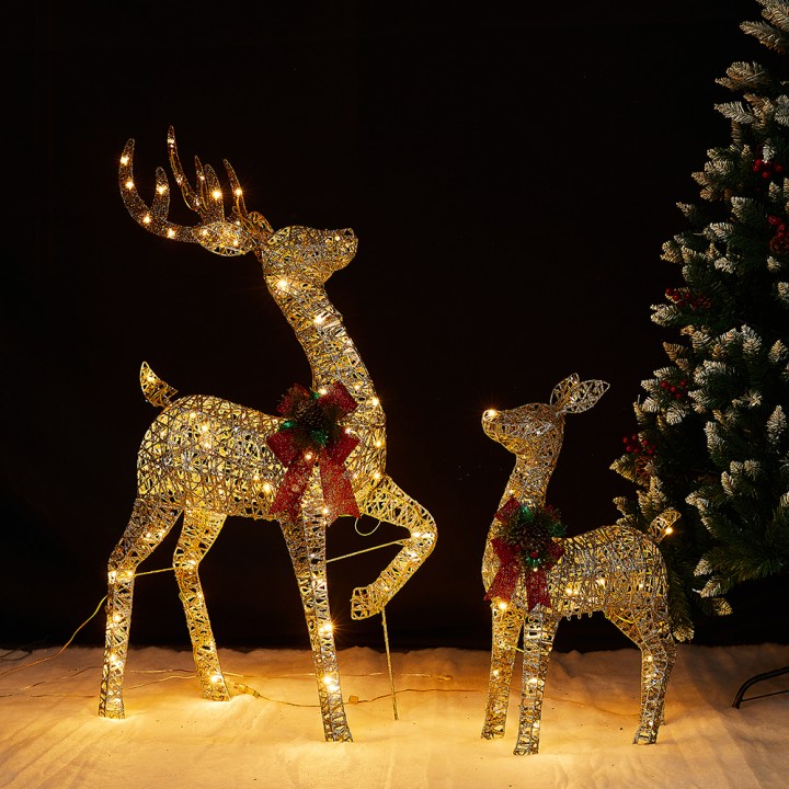 www.yeraya.com - Pajangan Natal Rusa Kawat Lampu Warm White - Pinus ...