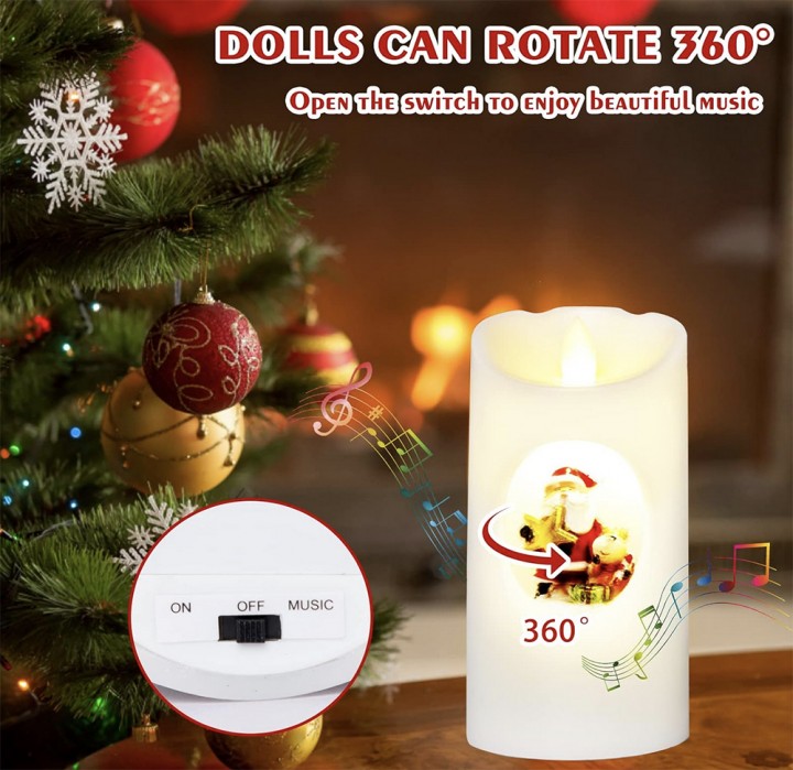 www.yeraya.com - Pajangan Lilin LED Natal Putar Lampu Musik