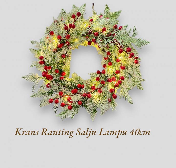 www.yeraya.com - Hiasan Krans Natal / Ranting Salju Cherry Lampu 40cm