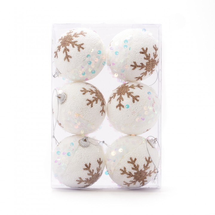 www.yeraya.com - Hiasan Bola Natal Salju Frozen Goni 7cm isi 6
