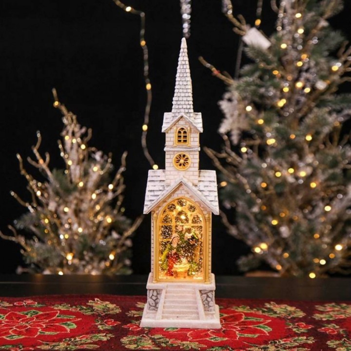 www.yeraya.com - Pajangan Natal Gereja Kecil Lampu LED + Musik + Air ...