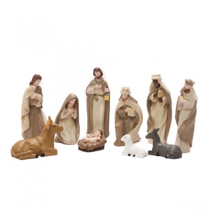 www.yeraya.com - Patung Set Natal Divine Nativity 12cm - Coklat Tua