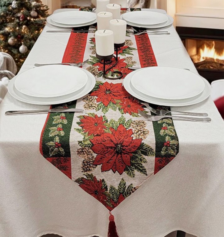 www.yeraya.com - Table Runner Natal (Taplak Meja Natal) 180cm / Bunga ...