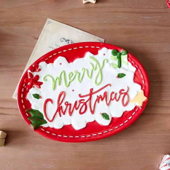 www.yeraya.com - Piring Saji Natal Keramik - Oval