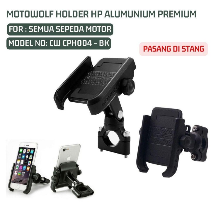 Budung Cycles - MOTOWOLF PREMIUM ALUMINIUM PHONE HOLDER STANG MOTOR ...