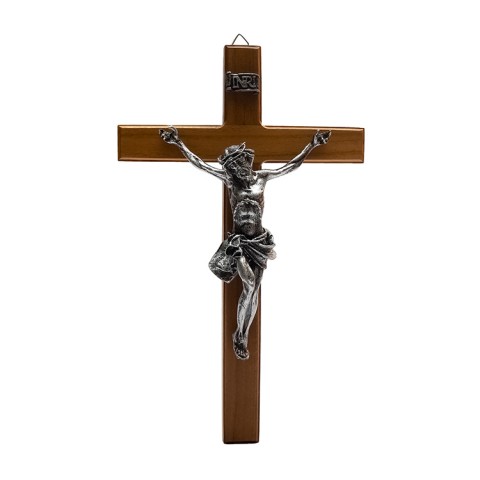 www.yeraya.com - Salib Gantung Katolik Kayu Jati Korpus Besi 30cm