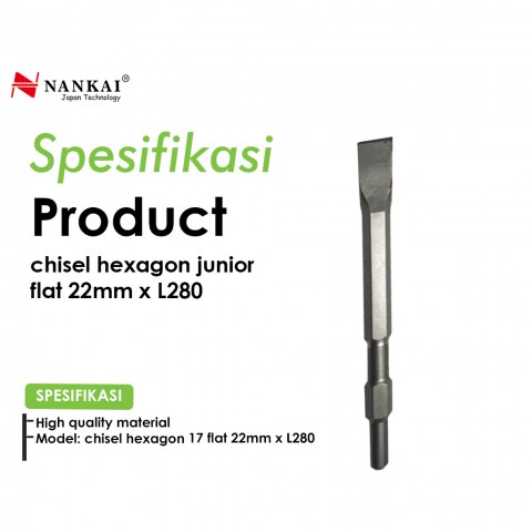 Nankai Tools - CHISEL HEXAGON FLAT 22 M X L280