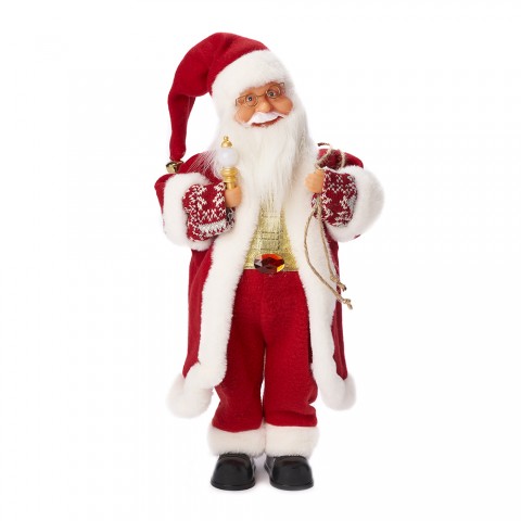 www.yeraya.com - Boneka Santa Elektrik Gerak Lampu Musik 50cm / Bawa Karung Lampu