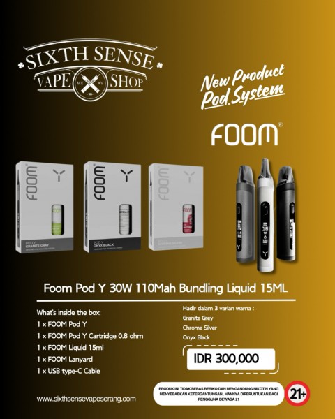 Sixthsensevape - Foom Y Pod 30W 1100Mah Pod Kit With 15ML Salt
