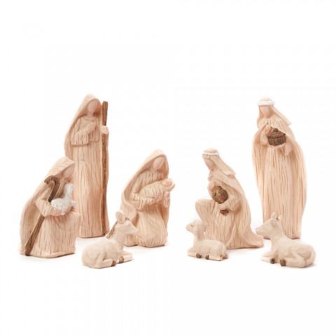 www.yeraya.com - Patung Set Natal Starter 13cm - Coklat Muda Garis